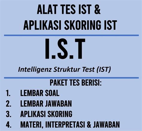 Paket Alat Tes Psikologi Ist Lengkap Dengan Aplikasi Skoring Nya