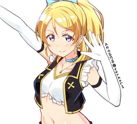 Safebooru 1girl Arm Up Ayase Eli Blonde Hair Blue Eyes Blush Choker