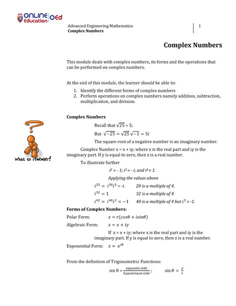 Week Complex Numbers Complex Numbers Complex Numbers This Module Deals With Complex