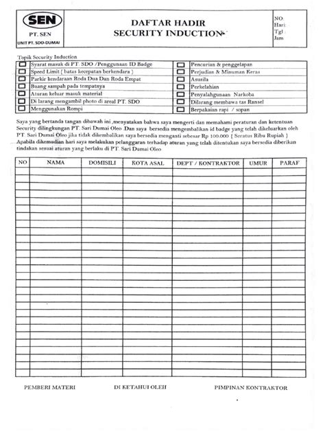 Form Security Induction Pdf
