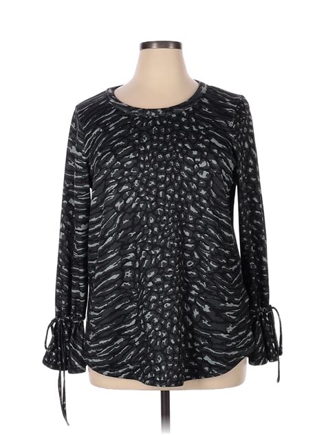 Weekend Suzanne Betro Black Gray Long Sleeve Top Size Xl 84 Off