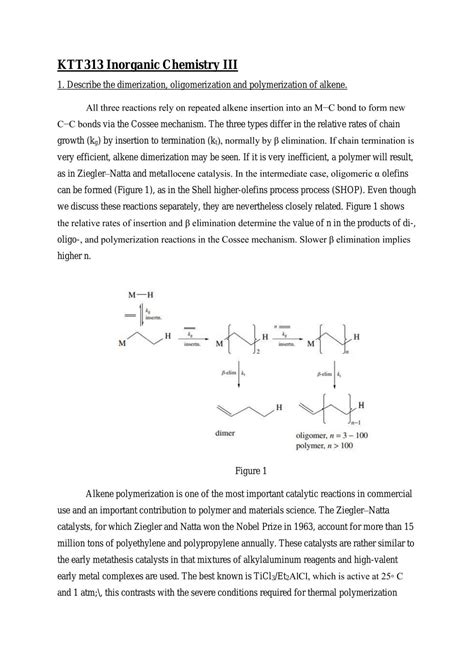 Ktt313 Inorganic Chemistry Essay Dimerization Oligomeroization And