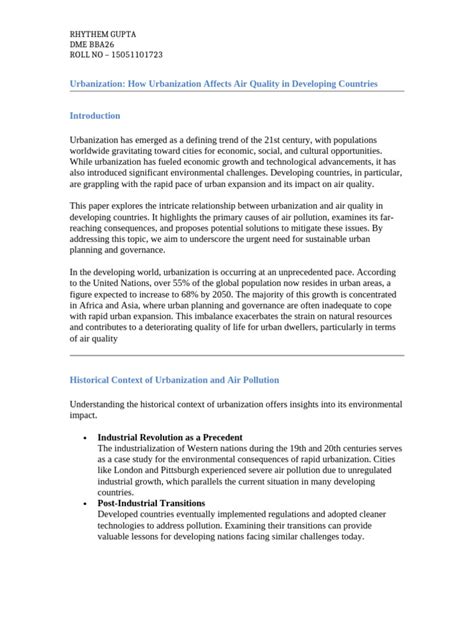 Urbanization Air Quality Expanded Pdf Air Pollution Particulates