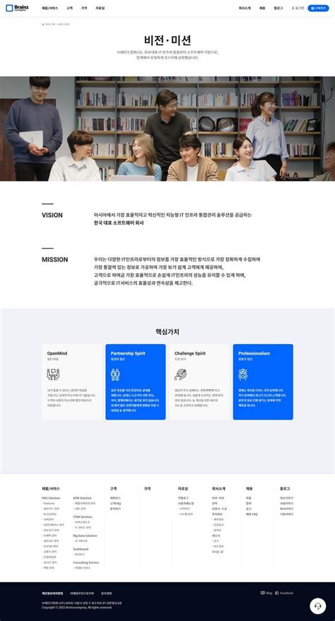 브레인즈 비전 미션 인쇄 레이아웃 웹디자인 웹 디자인 템플릿