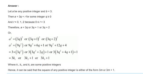 Use Euclids Division Lemma To Show That The Square Of Any Positive Integer Is Either Of Form 3m
