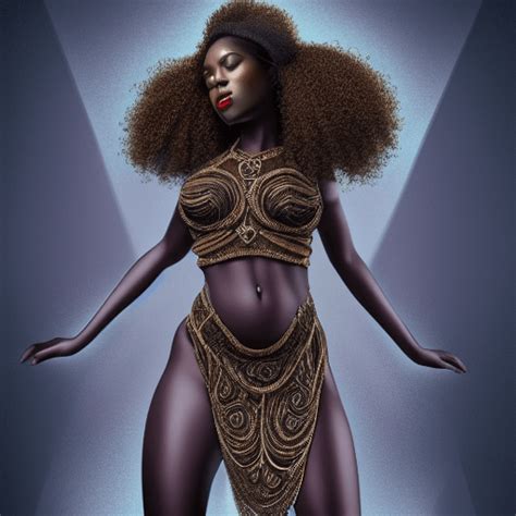 8k Full Body Melanin Dark Skinned Woman Big Curls Hyperrealistic Luxury