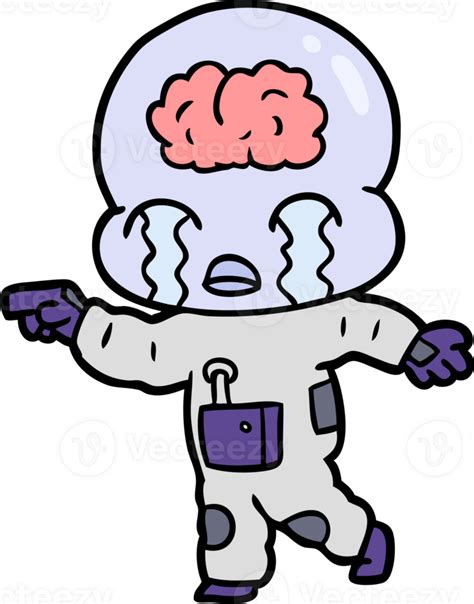 Cartoon Big Brain Alien Crying 45103260 Png