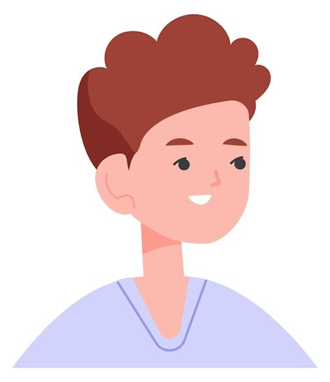 어린 소년 초상화 행복 한 미소 아이 아바타 프리미엄 벡터