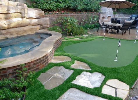 Artifical Grass Back Yard With Landscape Landscaping Ideas Paving