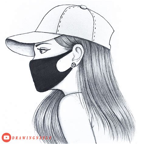 How To Draw A Girl Wearing Cap With Mask Pencil Sketch For Beginner