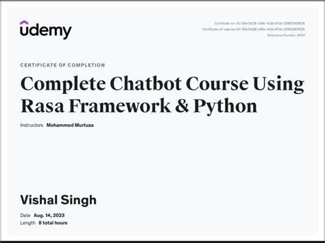 Vishal Singh On Linkedin Just Completed An Exciting Chatbot Course On