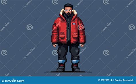 character from classic video games rendered in 8 bit pixel art stock