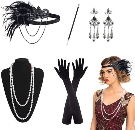 Viksaun 5 Pcs 1920 Accessories Set Great Gatsby Fancy Dress Flapper