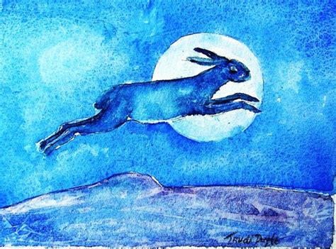 Hare Art The Hare And The Moon Watercolour Etsy
