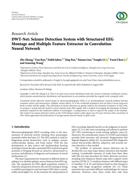 Pdf Dwt Net Seizure Detection System With Structured Eeg Montage And