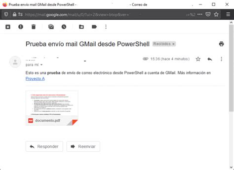 Envío de correo electrónico desde línea de comandos PowerShell de