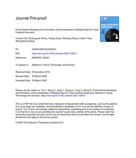 Pdf Finite Element Modeling And Simulation Of The Implantation Of
