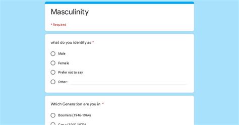 Society And Culture Questionnaire On Masculinity Rtakemysurvey