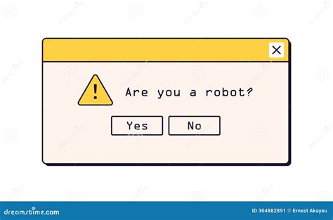 Computer Dialog Window In Retro Nostalgic Style Are You Robot Verification Question In Old 90s