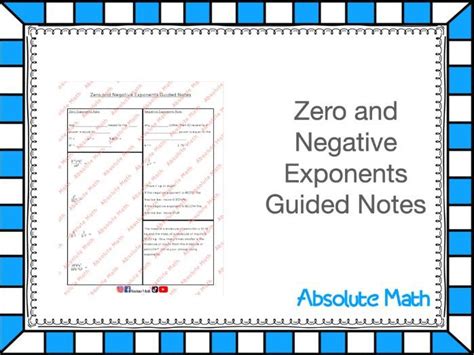 Zero And Negative Exponents Guided Notes Teaching Resources