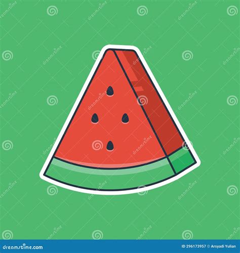 Unique Cute Fresh Watermelon Triangle Chunk Stock Vector Illustration
