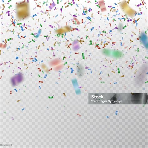 컬러 반짝이 색종이 벡터입니다 카니발 축제 종이 틴 셀 질감 배경에 고립 파티 콘 페티 금 금속에 대한 스톡 벡터 아트 및 기타 이미지 금 금속 기념일 날기 Istock