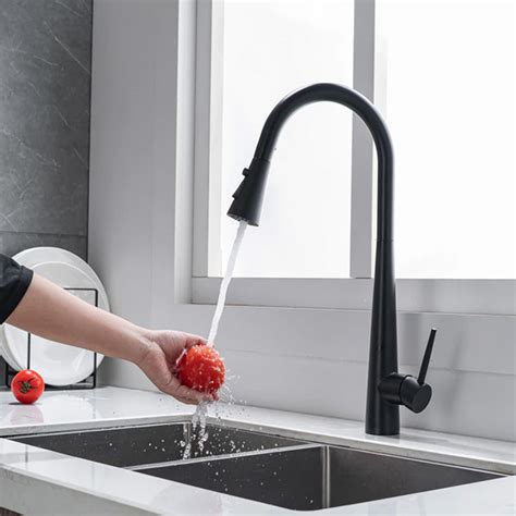 Black Kitchen Tap With Pull Out Spray Sink Tap Black