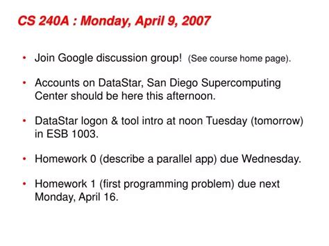 ppt cs 240a monday april 9 2007 powerpoint presentation free