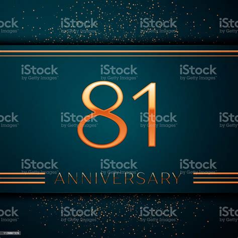 현실적인 80 1 년 주년 기념 행사 디자인 배너입니다 황금 수와 녹색 배경에 색종이입니다 생일 파티에 대 한 다채로운 벡터 템플릿 요소 0명에 대한 스톡 벡터 아트 및