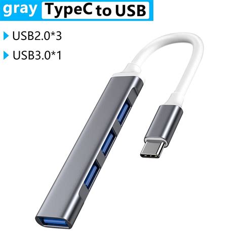 【xmt】usbtype C2in1 To 4 Usb Hub Expander Ultra Thin Mini Portable 4