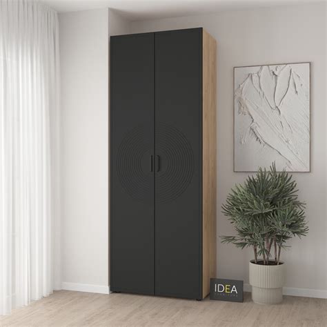 Шафа для одягу з полицями С 9 3 Дуб крафт Чорний Idea купить онлайн