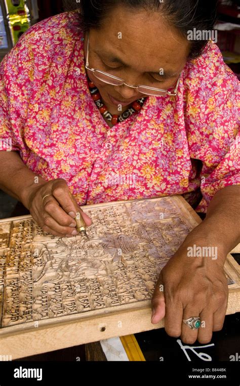 Carving A Printing Block Stock Photo Alamy