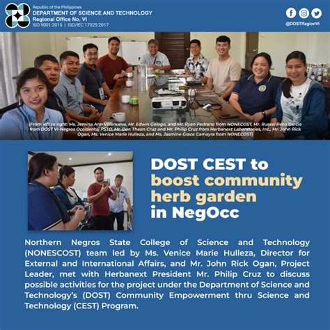 Dost Cest To Boost Community Herb Garden In Negocc Department Of Science And Technology