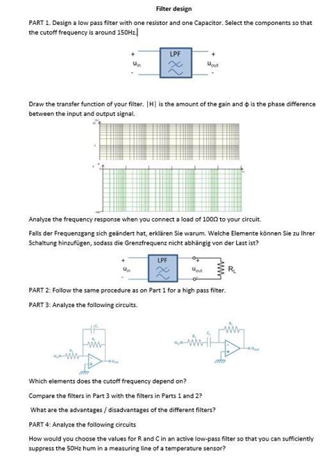 Solved Filter Design PART 1 Design A Low Pass Filter With Chegg Com