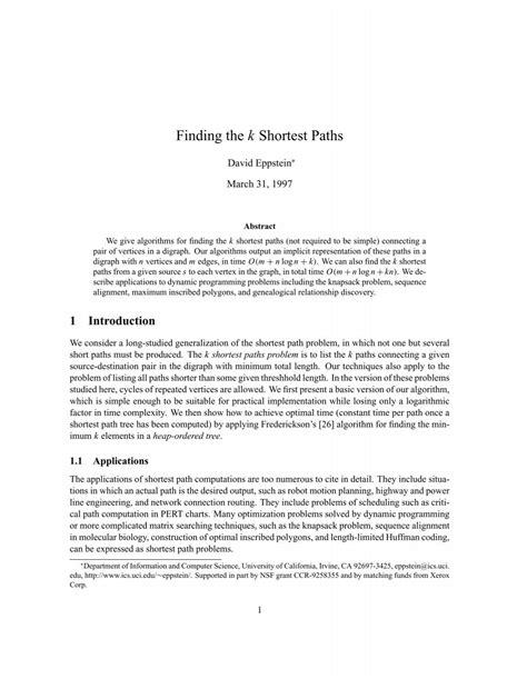 Finding The K Shortest Paths