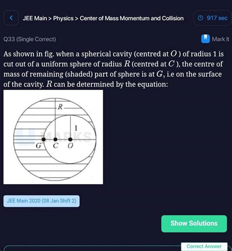 Jee Main Physics Center Of Mass Momentum And Collision 917sec Q33 Si