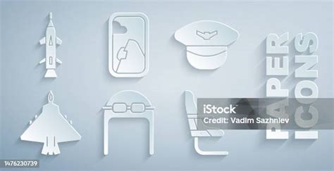 고글 조종사 제트 전투기 비행기 좌석 창 및 로켓 아이콘으로 비행가 모자를 설정합니다 벡터 3차원 형태에 대한 스톡 벡터 아트 및 기타 이미지 Istock