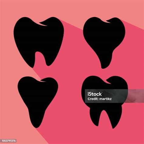 긴 그림자 있는 치아 아이콘입니다 평면 디자인 스타일입니다 치아 실루엣입니다 간단한 아이콘입니다 세련 된 컬러로 현대 평면 아이콘입니다 웹 사이트 페이지 및 모바일 애플 리