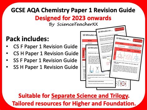 Aqa Gcse Chemistry Revision Guides Paper 1 Teaching Resources