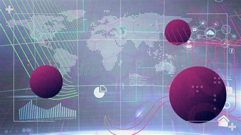 In School Animation Of Digital World Map With Data Charts And Abstract