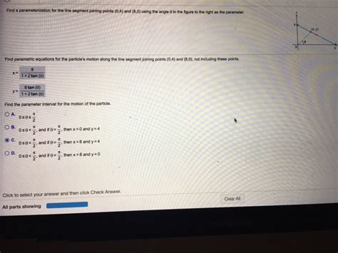 solved find a parameterization for the line segment joining