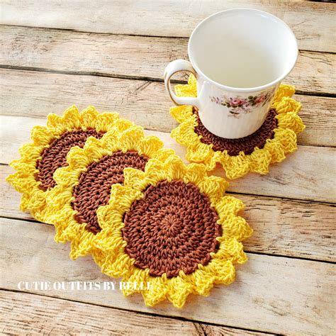 Sunflower Coaster Pattern Crochet Coaster Pattern Coffee Coaster Pat