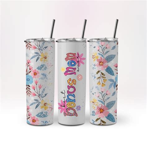 Step Mom Tumbler Wrap 20oz Floral Flowers Best Bonus Mom Ever Mother
