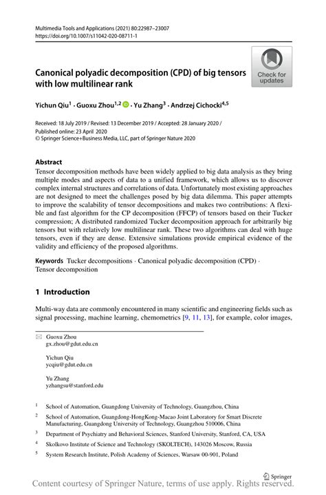 Canonical Polyadic Decomposition Cpd Of Big Tensors With Low