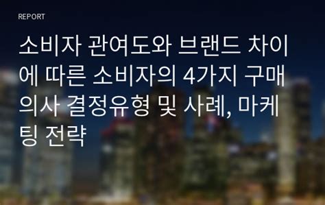 소비자 관여도와 브랜드 차이에 따른 소비자의 4가지 구매의사 결정유형 및 사례 마케팅 전략 레포트