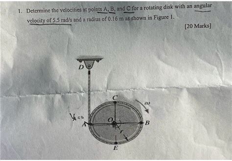 solved determine the velocities at points a b and c for a rotating disk with an angular