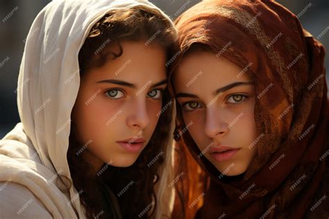 Premium Photo Two Young Girls Closeup With Intense Looks Israeli And