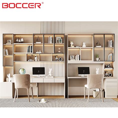 Modern Space Saving Bookshelf And Work Desk Combo For Home Modern
