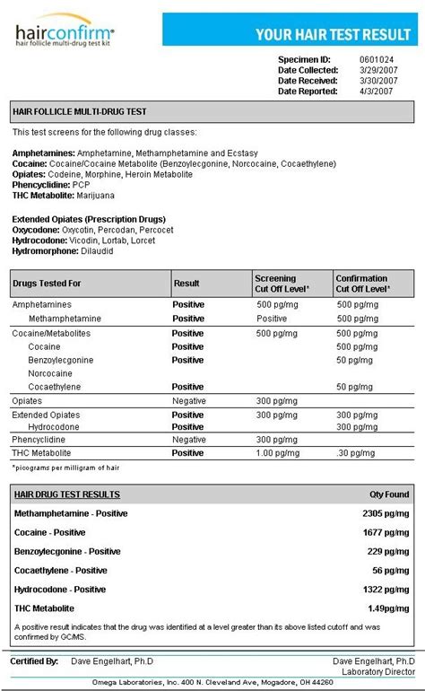 Drug Test Results Template