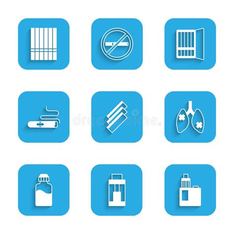 Set Cigarette Rolling Papers Vape Mod Device Disease Lungs Liquid Bottle Case And Icon